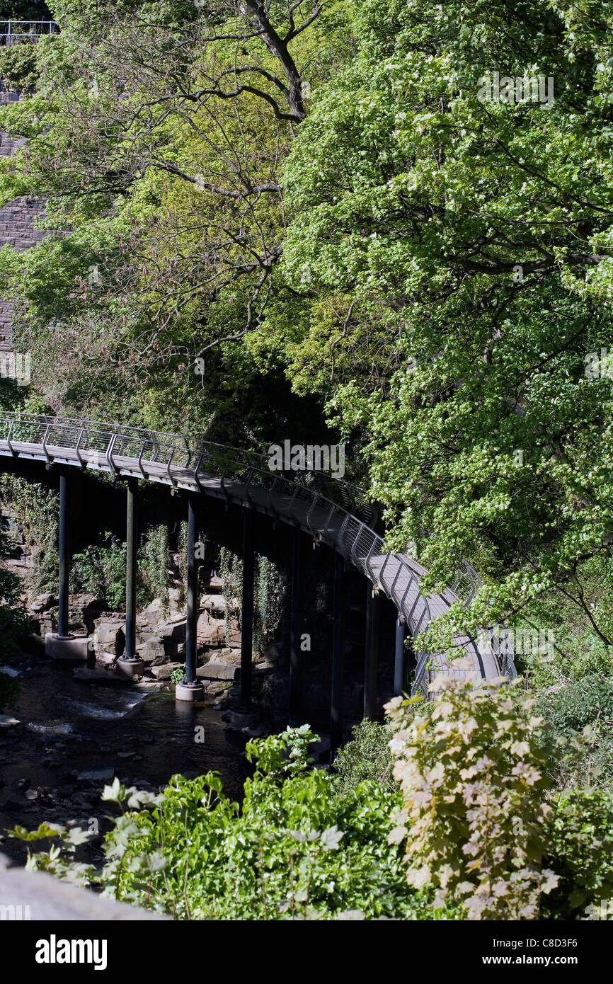 The Millennium Bridge and walkway above The River Goyt New Mills ...