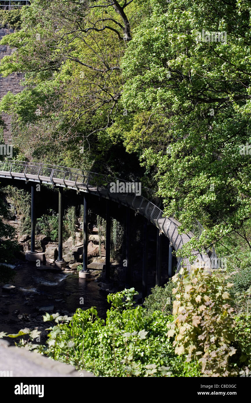 The Millennium Bridge and walkway above The River Goyt New Mills ...