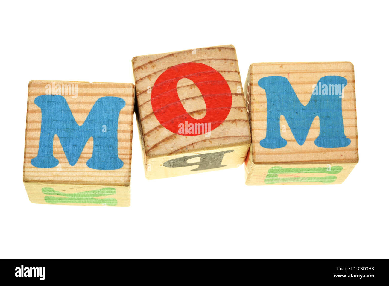 Word MOM on the child blocks isolated over white background Stock Photo ...