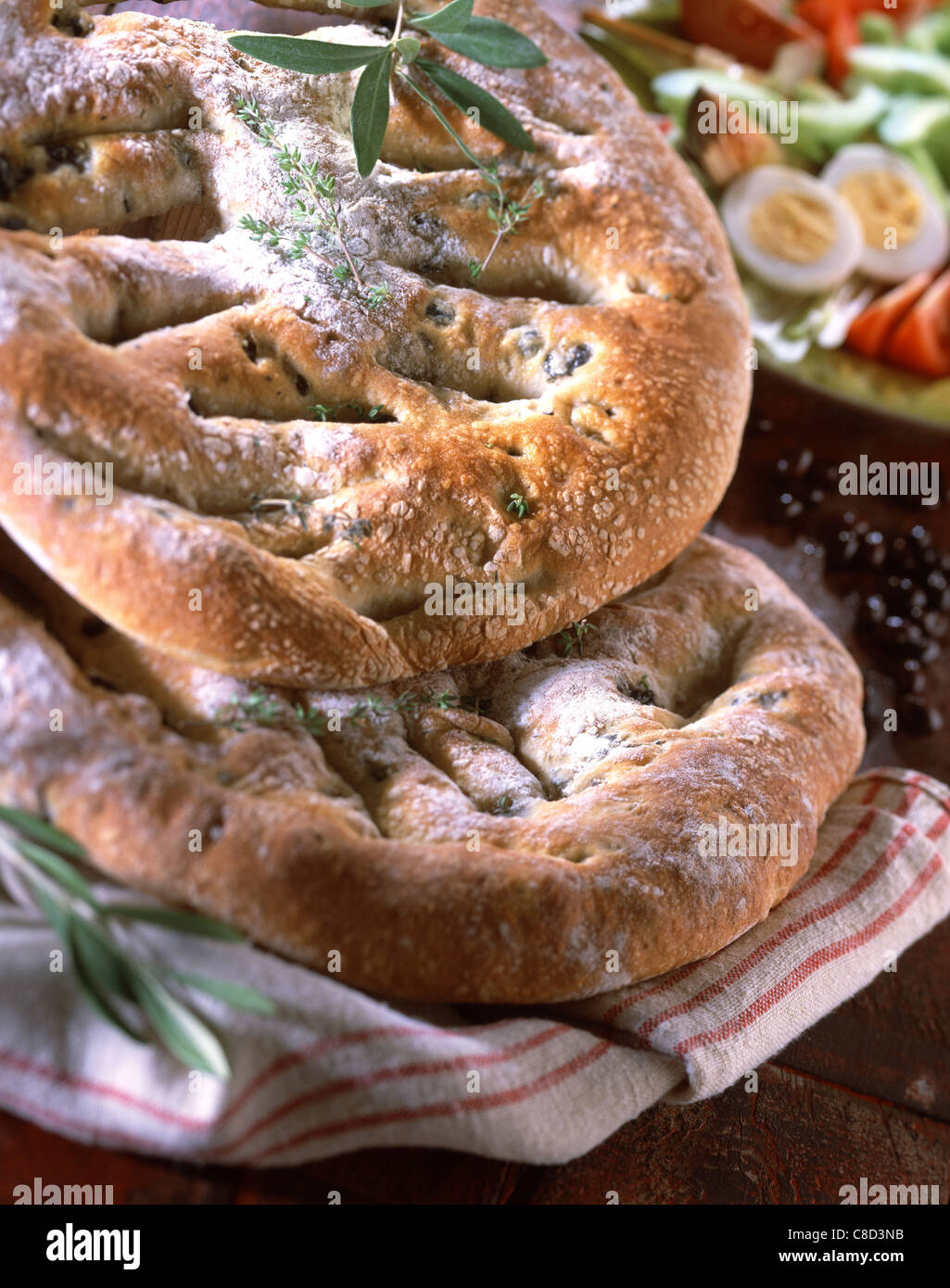 Olive Fougasse breads Stock Photo - Alamy