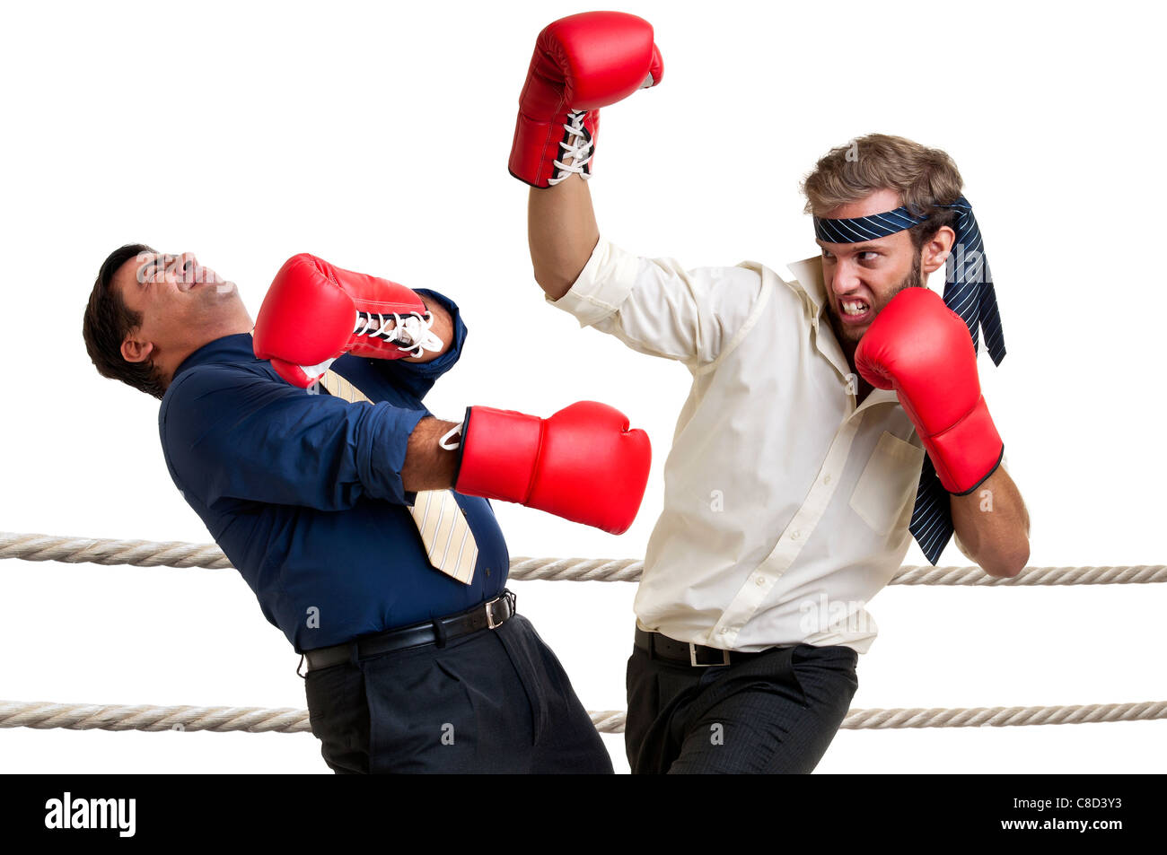 Businessmen boxing isolated in white Stock Photo - Alamy