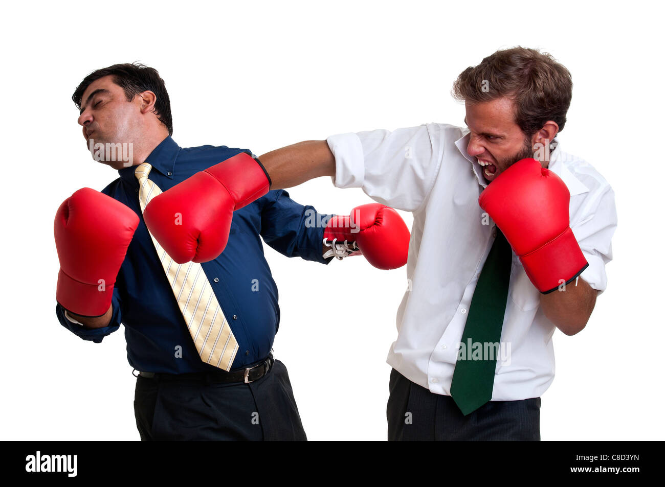 Businessmen boxing isolated in white Stock Photo - Alamy