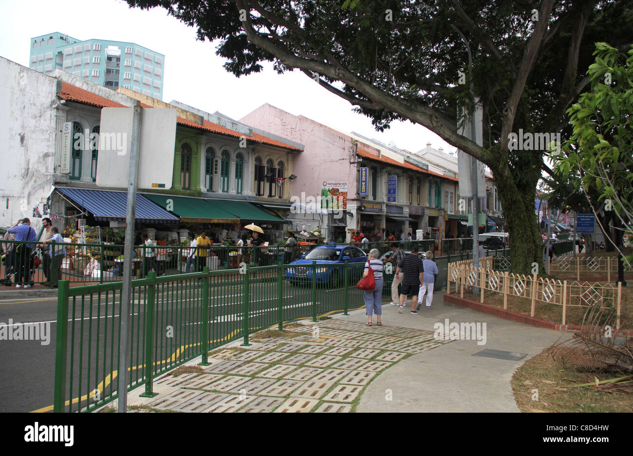 Entrance to Little India markets on Buffalo Road, Singapore with ...