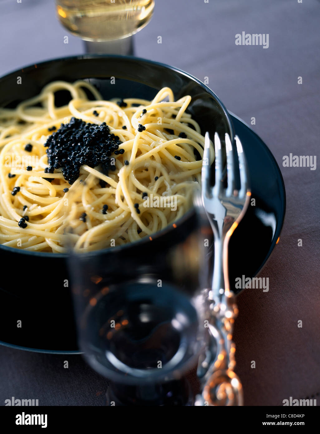 Spaghetti with caviar Stock Photo - Alamy