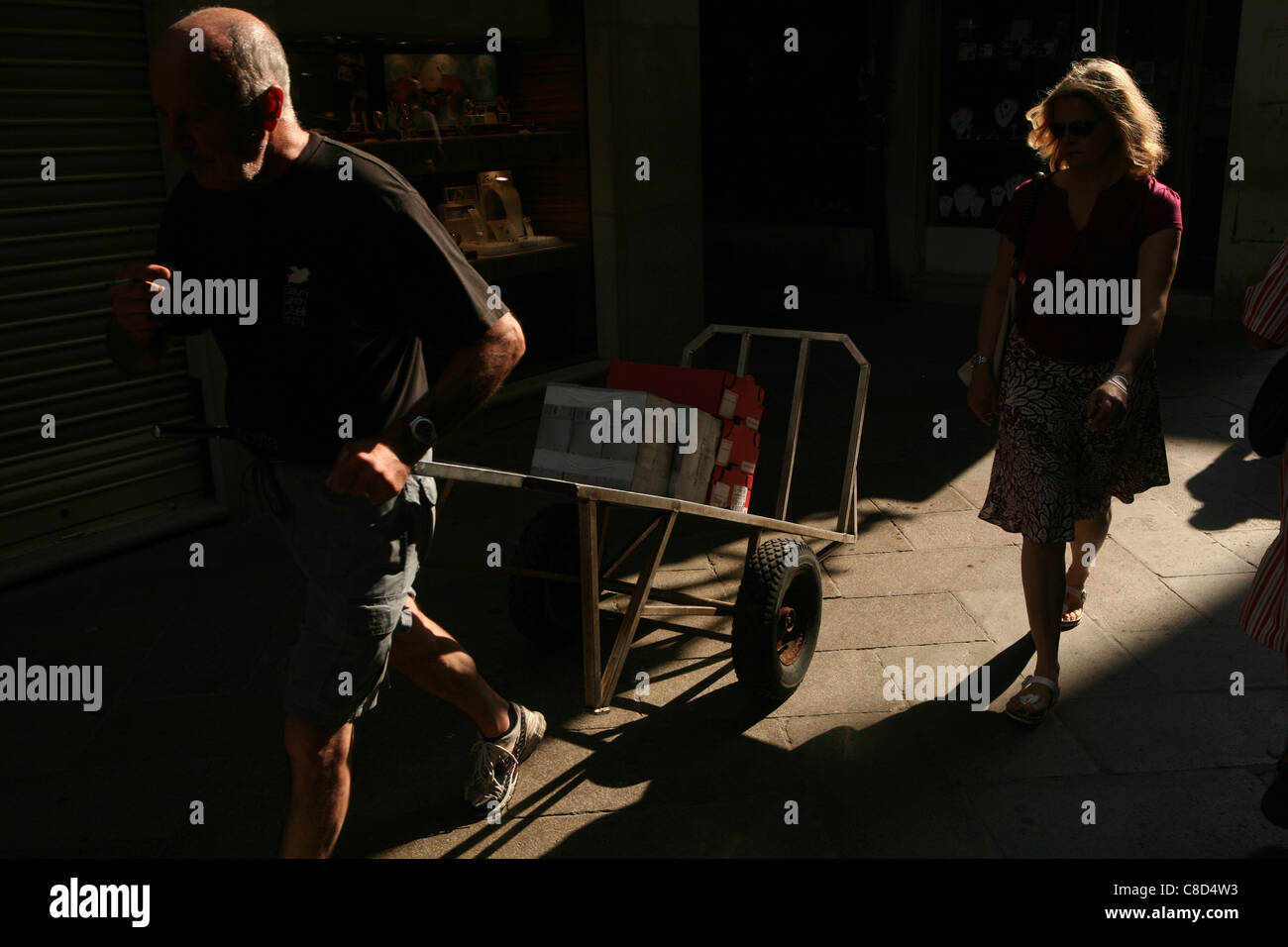 Hand cargo cart, the only transport in the narrow streets of Venice ...