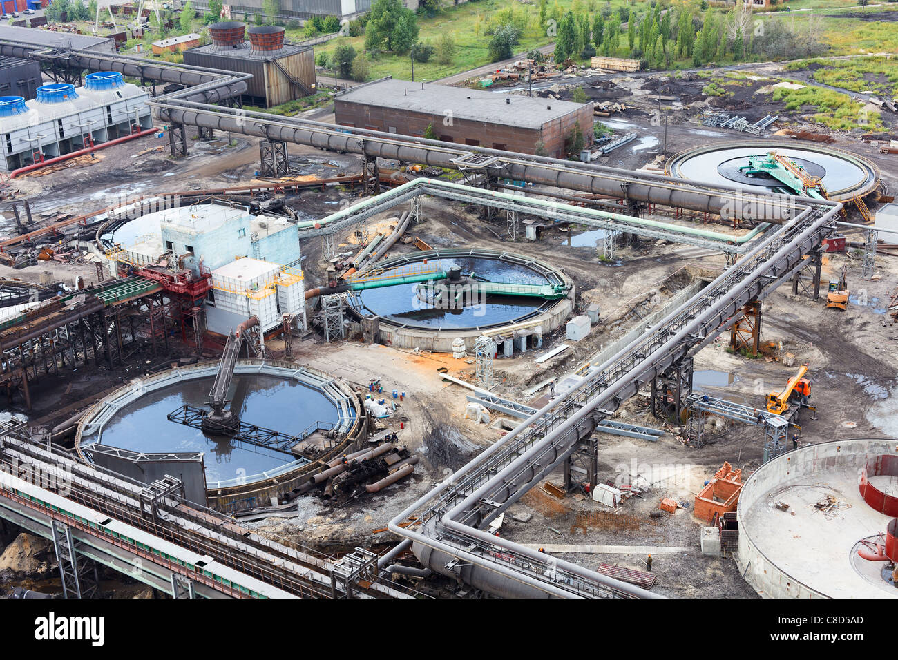 Water sewage station under construction. Water recycling and treatment ...