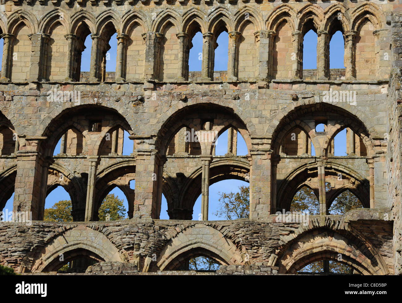 Jedburgh Abbey window arches Stock Photo - Alamy