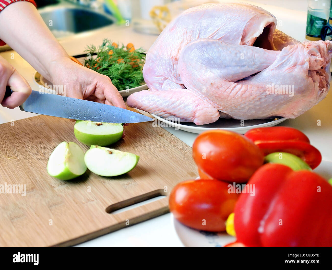 Preparing turkey' stuffing Stock Photo - Alamy