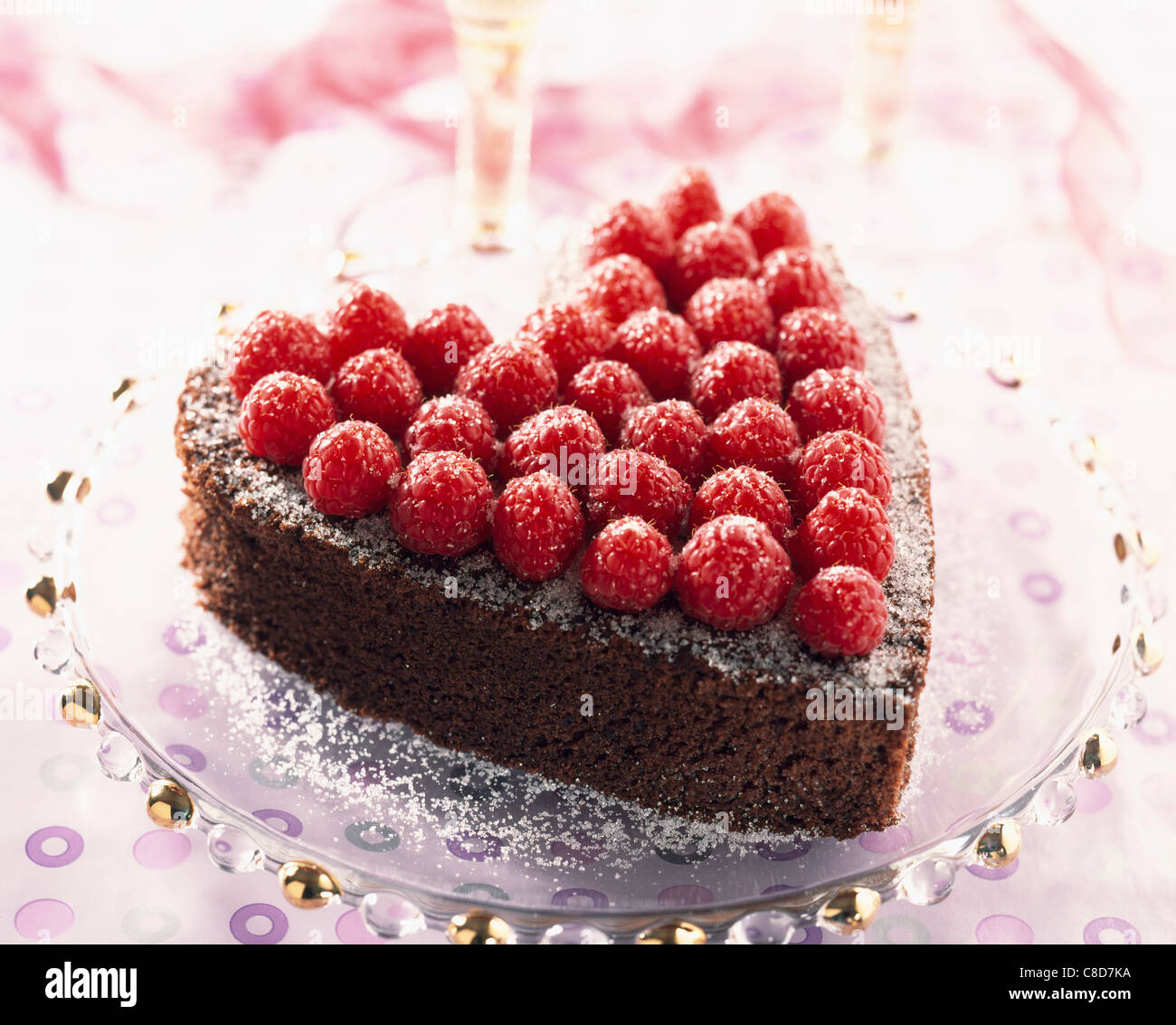 Heart-shaped chocolate and raspberry cake Stock Photo - Alamy