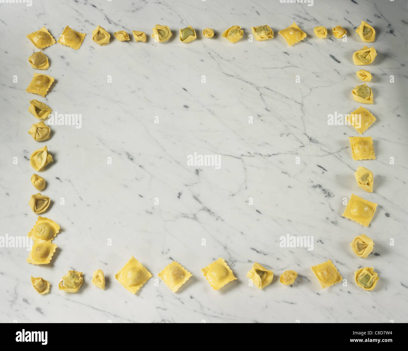 Rectangular composition of stuffed pasta Stock Photo - Alamy