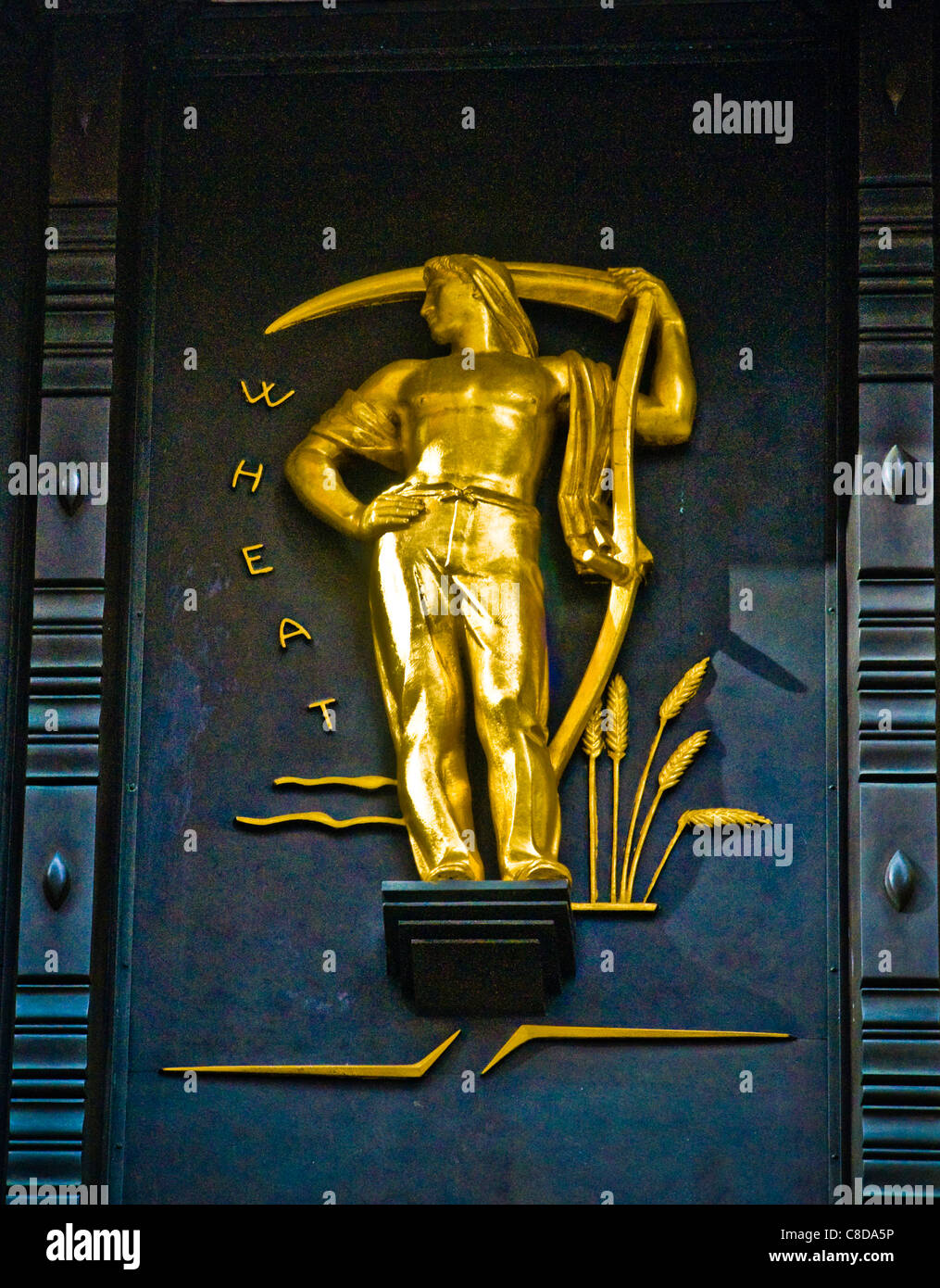 Gilded allegorical figures on large bronze panel representing ...