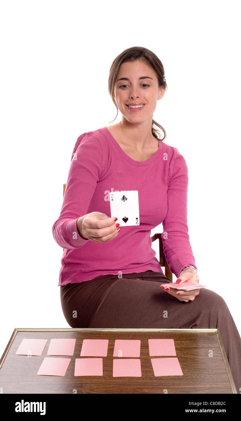 Girl playing solitaire hi-res stock photography and images - Alamy