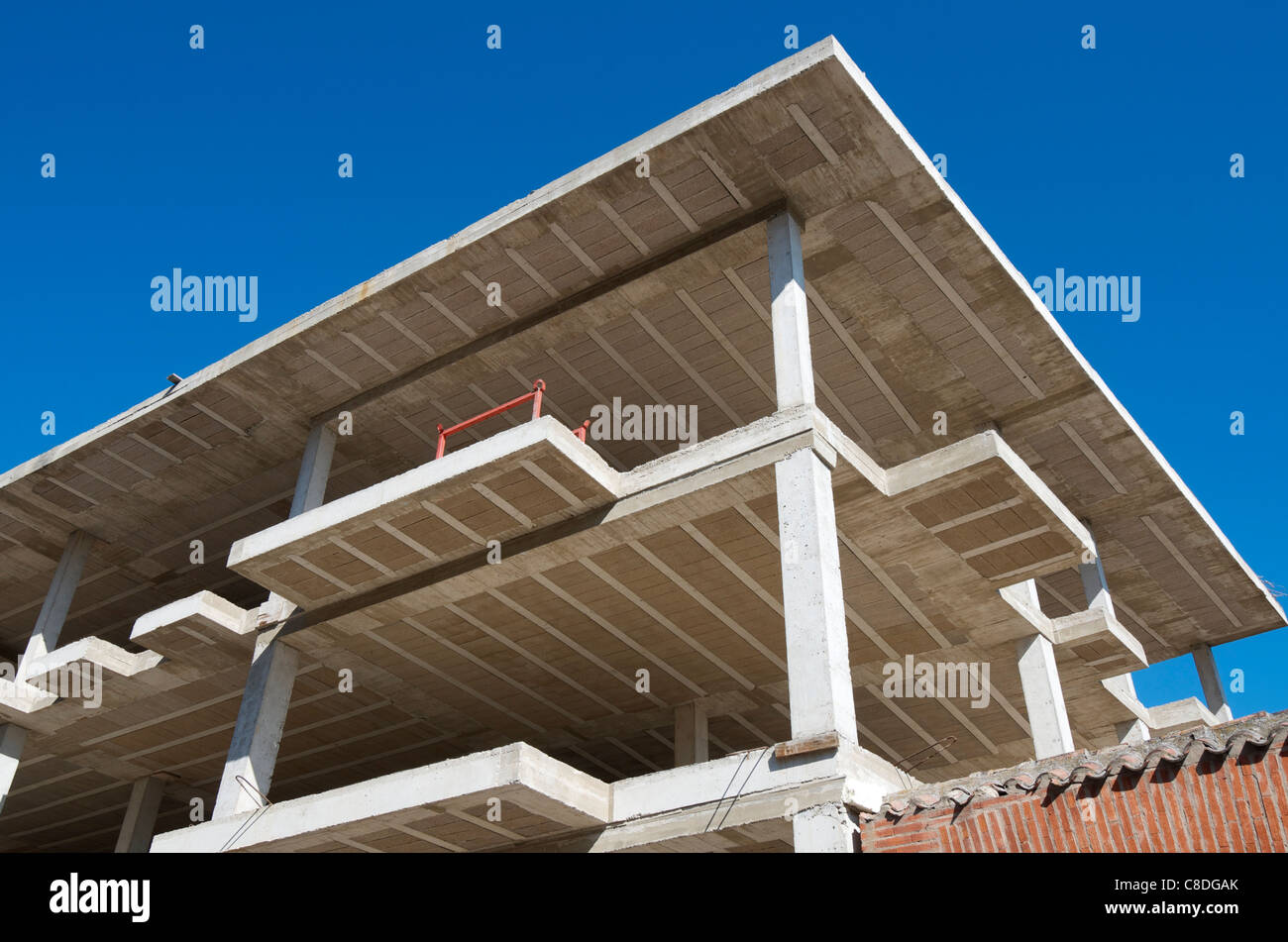 reinforced concrete slabs of a residential building under construction ...
