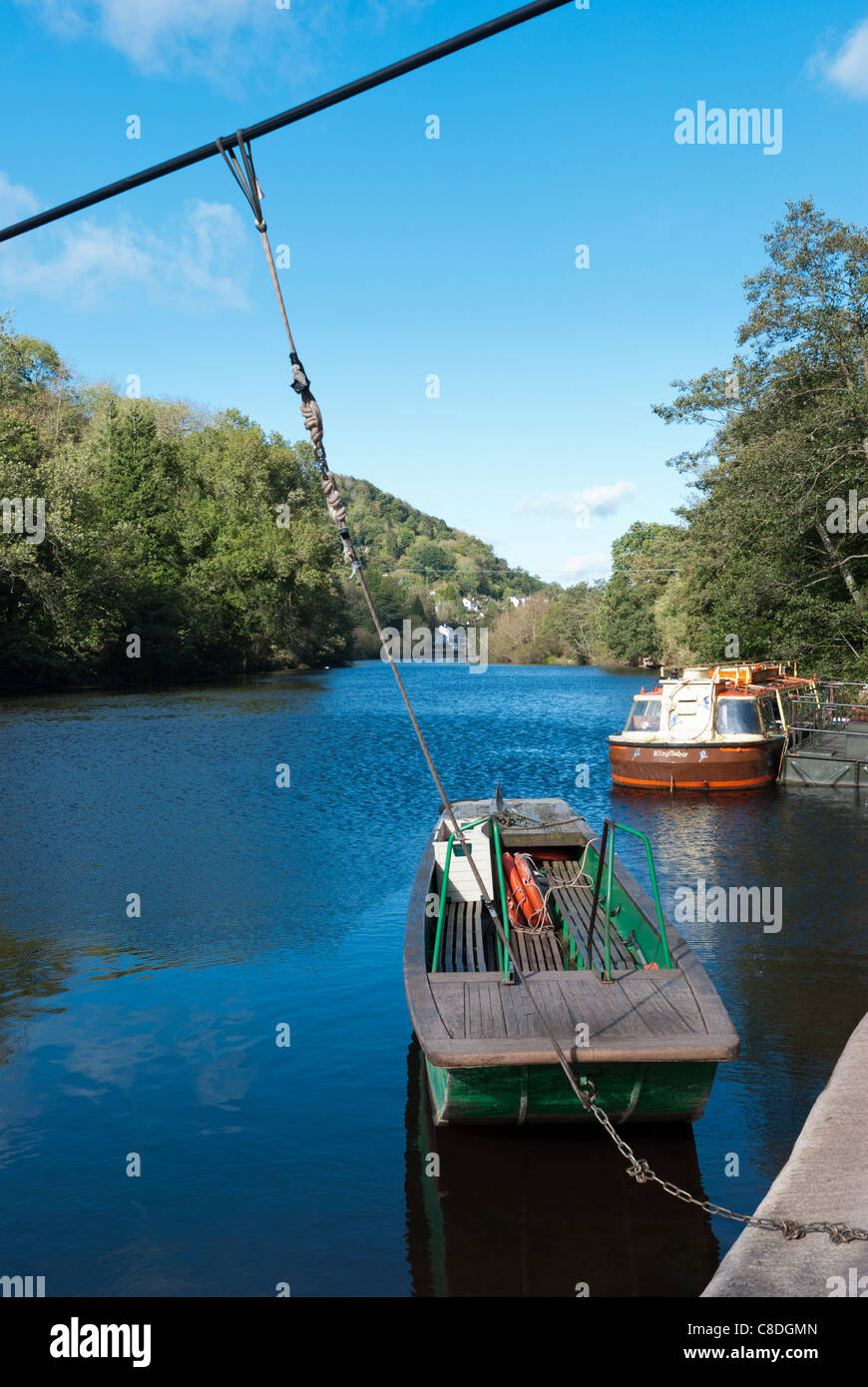 Symonds Yat ancient hand ferry on the river wye in herefordshire, UK ...