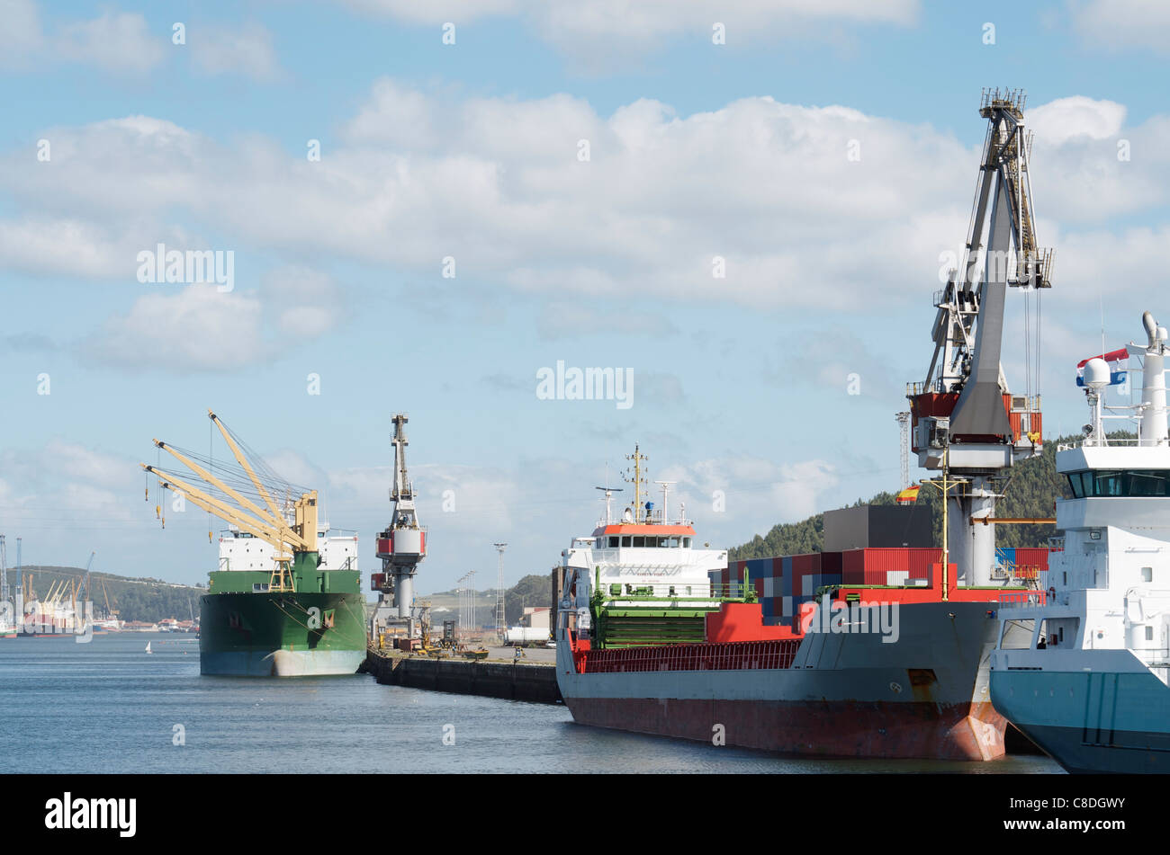 cargo ships in the port of Aviles, Asturias, Spain Stock Photo - Alamy