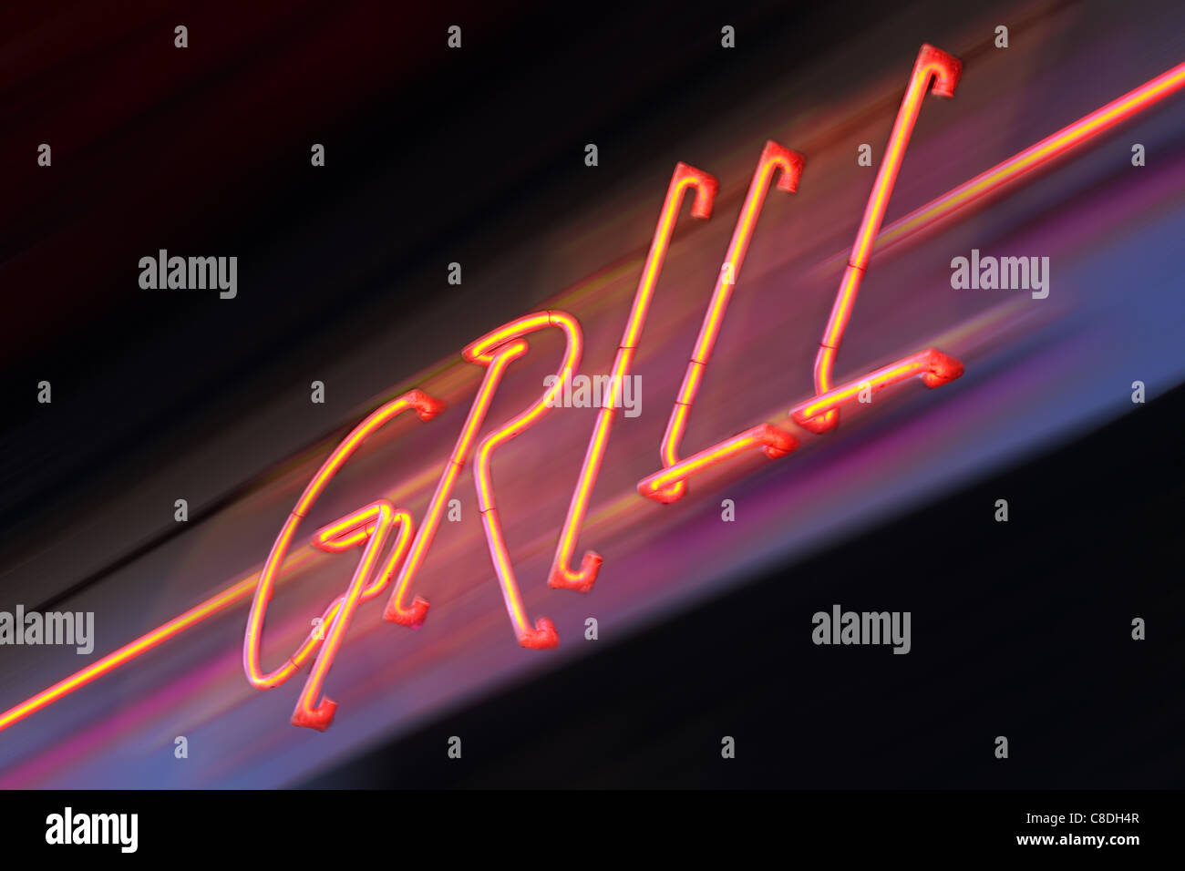 Grill neon sign Stock Photo - Alamy