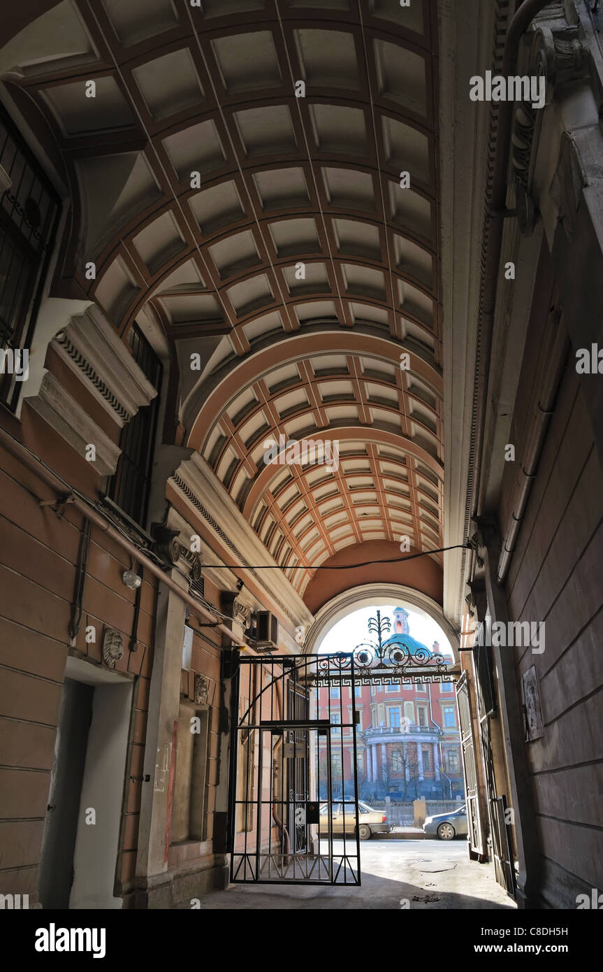 The view from the ancient arches of St. Petersburg courtyard at St ...