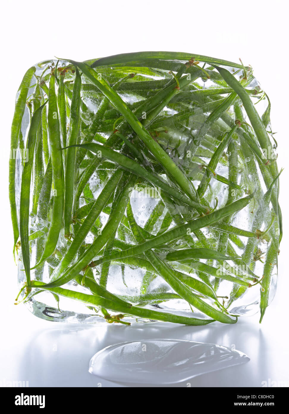 Green beans in ice Stock Photo - Alamy