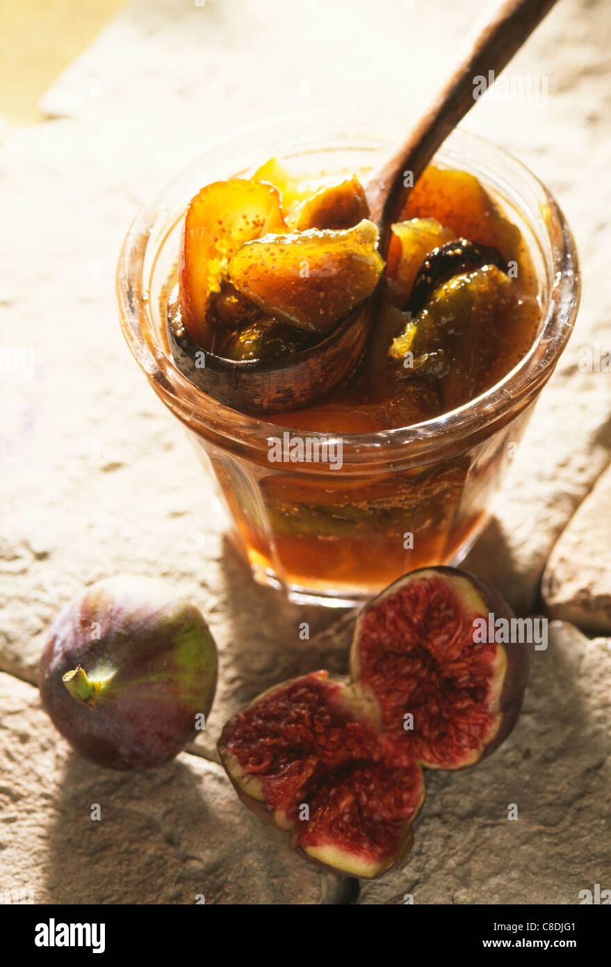 Jar of fig jam Stock Photo - Alamy