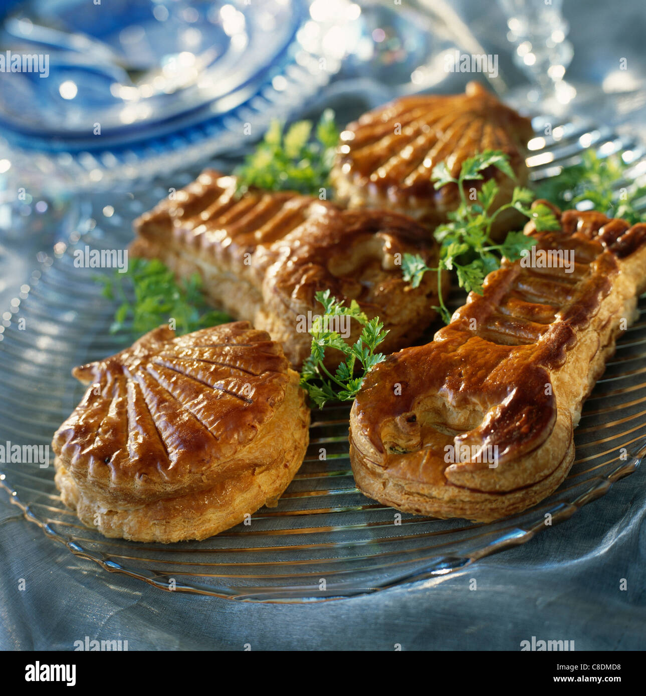 Assorted flaky pastry seafood pies Stock Photo - Alamy