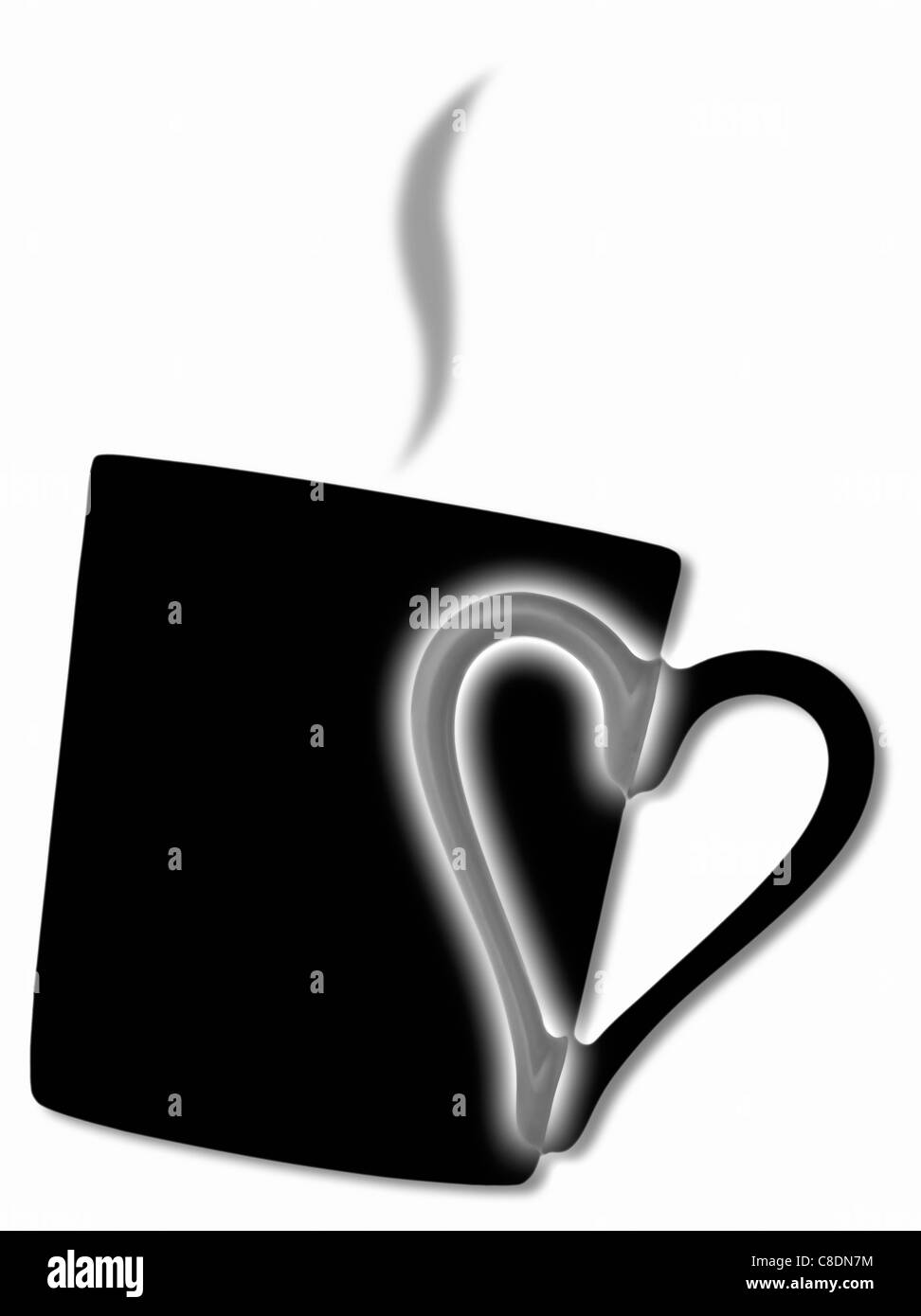 Illustration of a coffee cup with a heart-shaped handle Stock Photo - Alamy