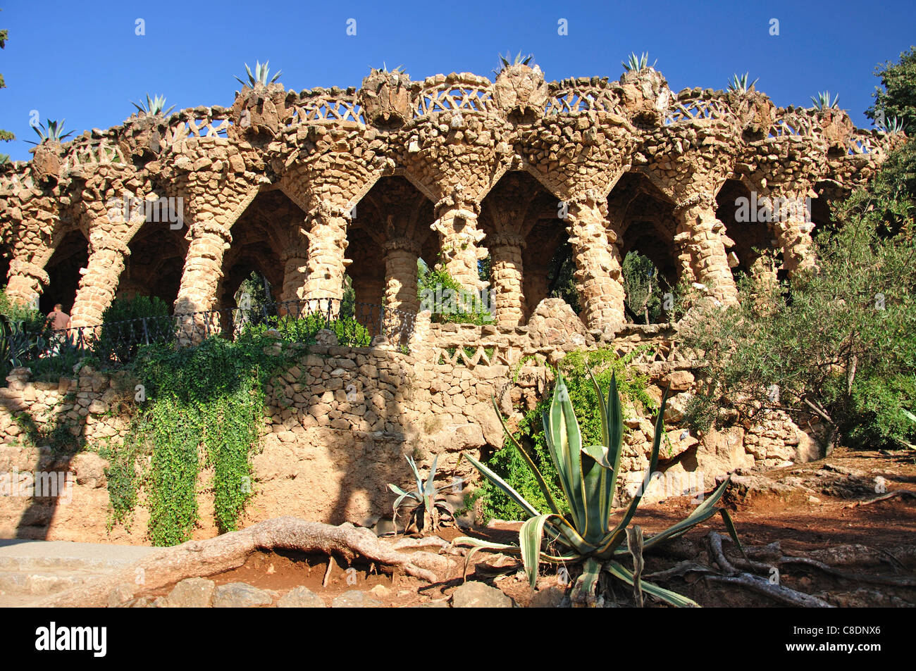 Colonnaded pathway, Park Guell, Gràcia District, Barcelona, Province of ...