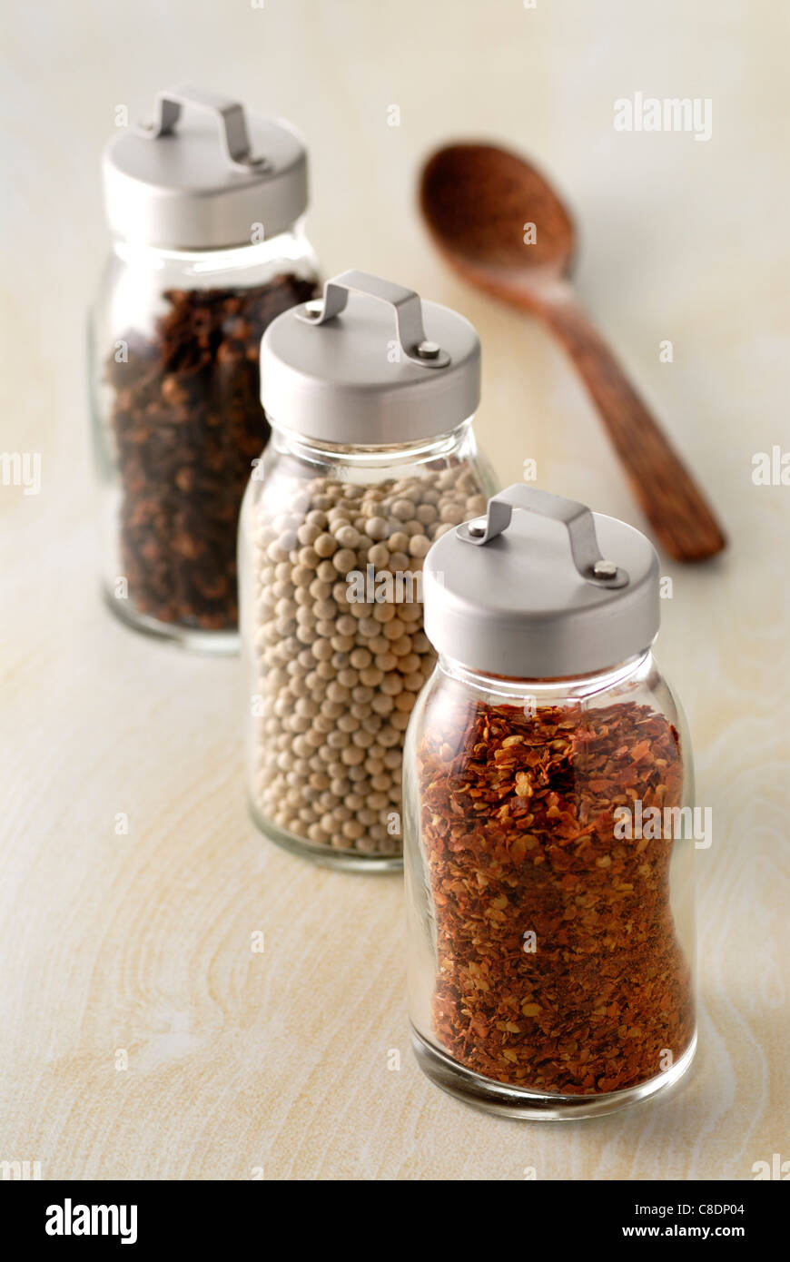 Three jars of spices Stock Photo - Alamy