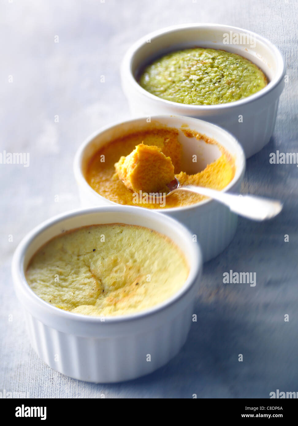 Individual assorted old-fashioned vegetable Flans Stock Photo - Alamy