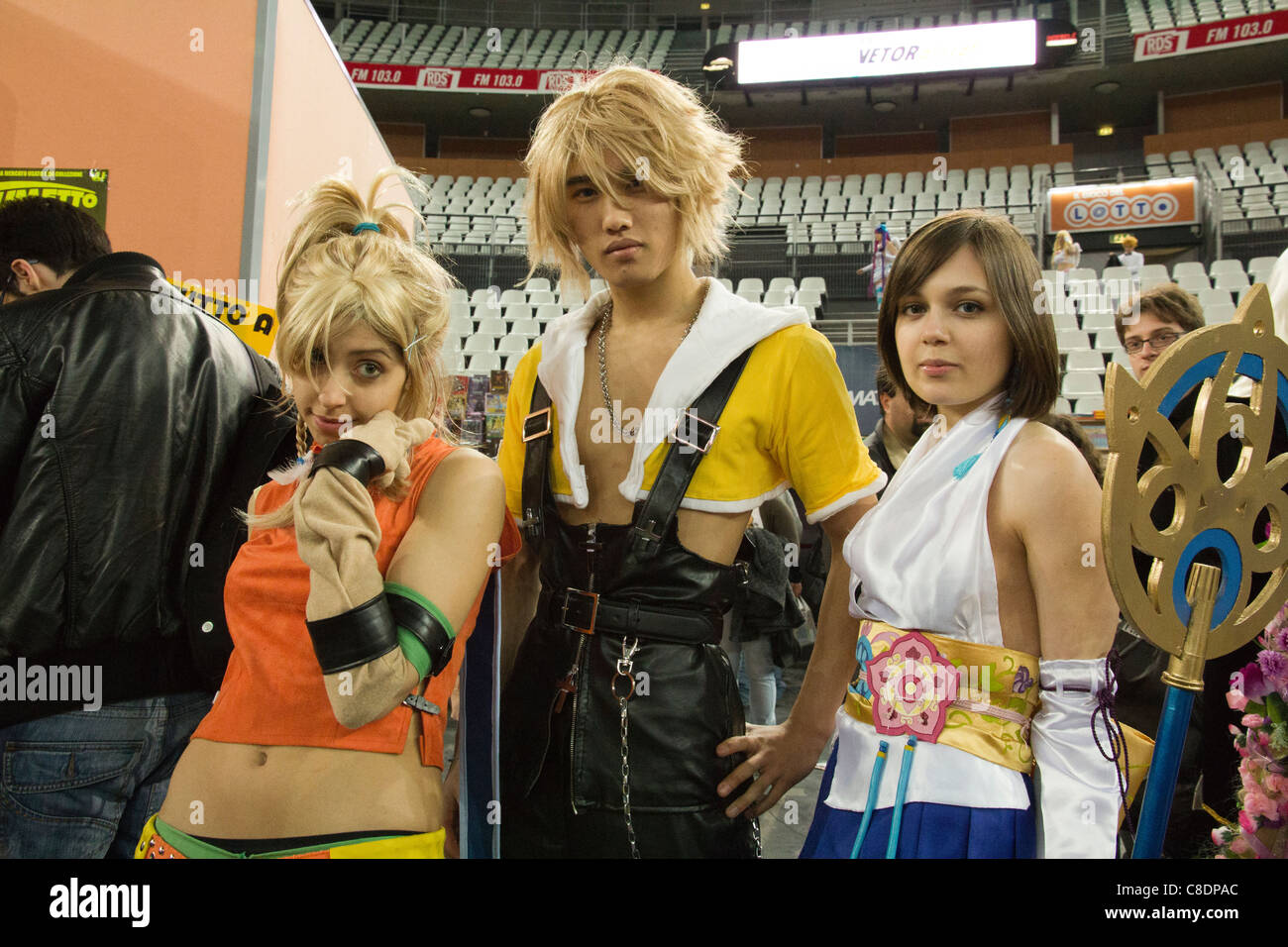 Young people dressed as cosplay character at Romics trade show in Rome ...