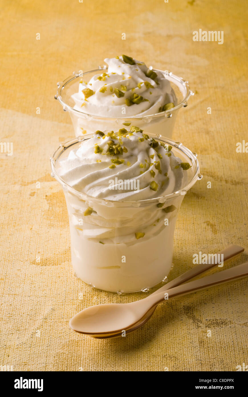 Orange blossom-flavoured whipped cream mousse Stock Photo - Alamy