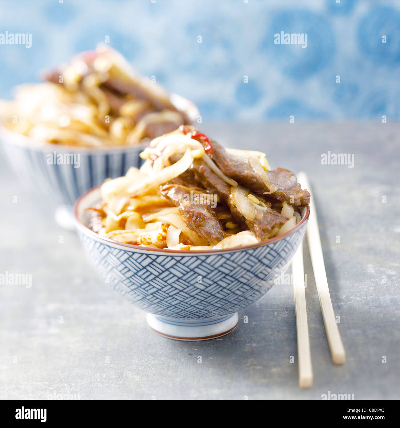 Sauteed beef and rice pasta Stock Photo - Alamy