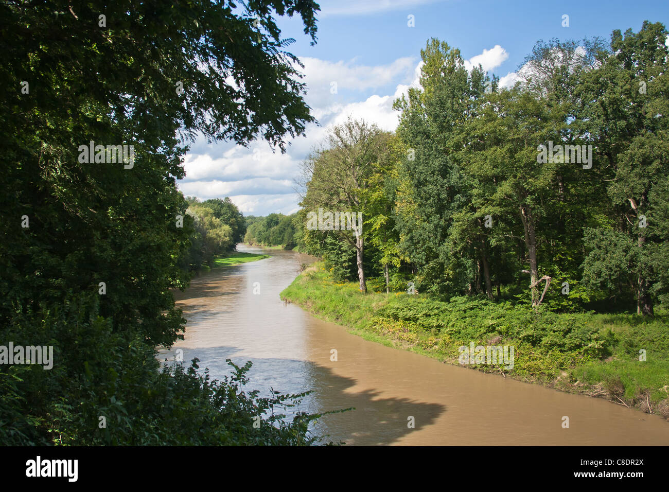 Flood water. Nysa river on polish-german border after heavy rain Stock ...