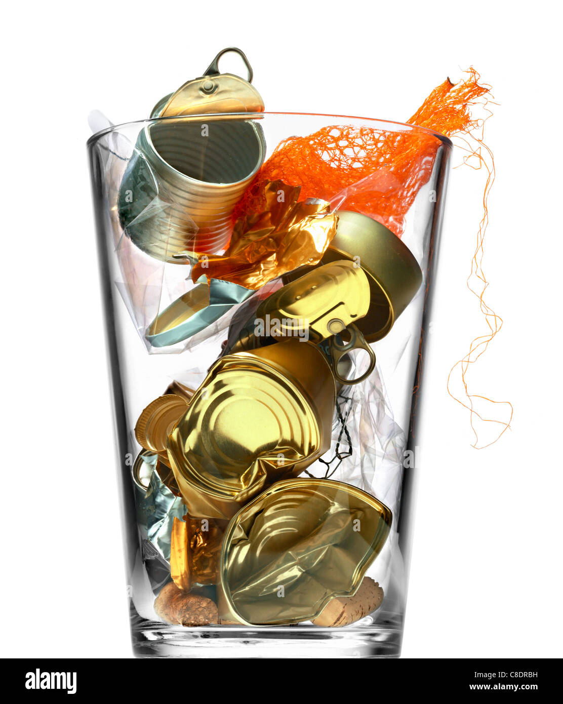 Trash can full of empty cans Stock Photo - Alamy