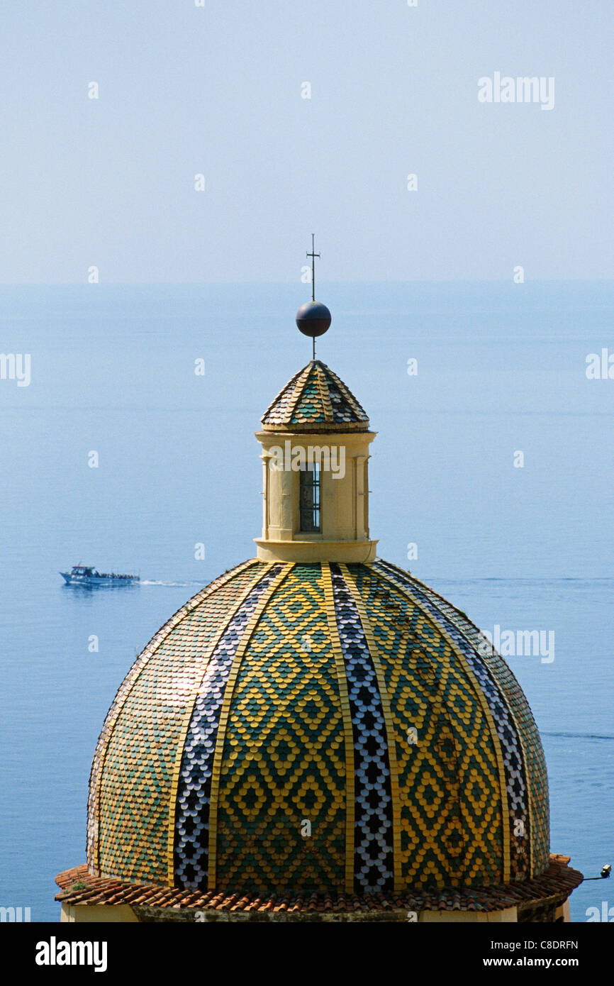 Majolica tiled dome of the church of Santa Maria Assunta, Positano ...