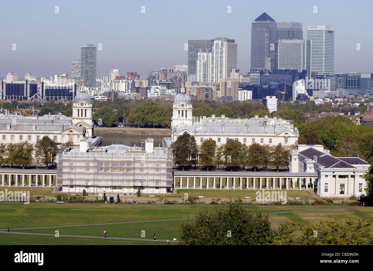 The view across Greenwich Park in South London, from the Royal ...