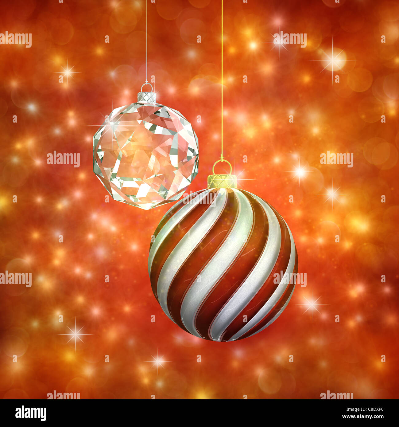 Hanging 3d christmas glass baubles hi-res stock photography and images ...
