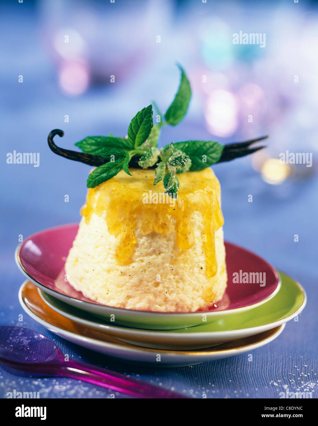 Fromage blanc Dariole with honey coating Stock Photo - Alamy