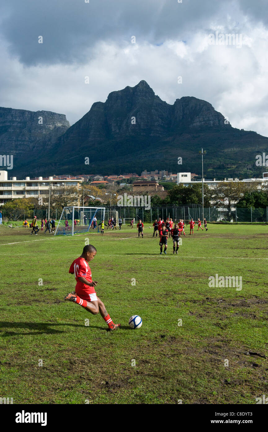 Young football player kicks a freekick Rygersdal Football club Cape ...