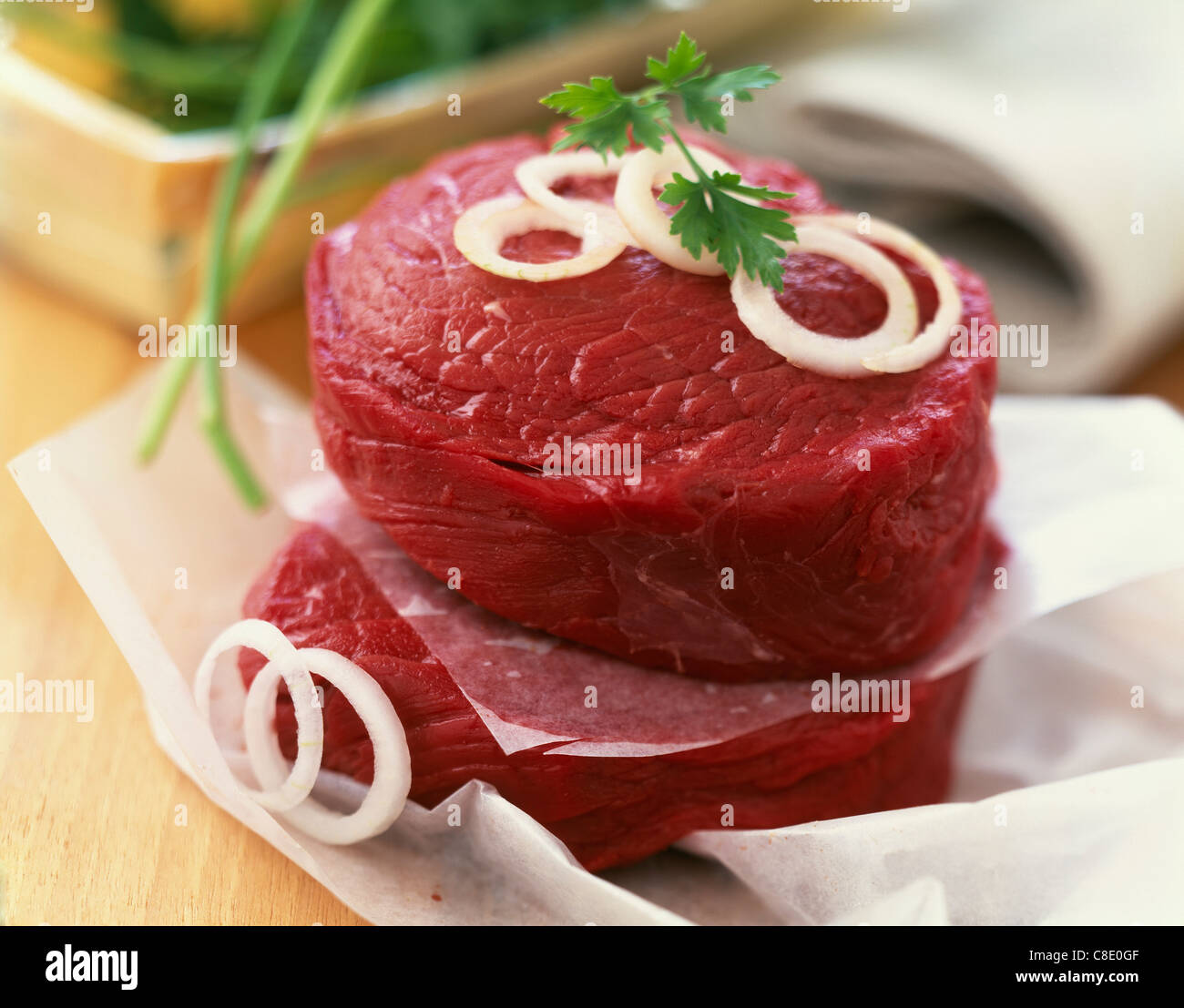 Raw thick beef steaks Stock Photo - Alamy