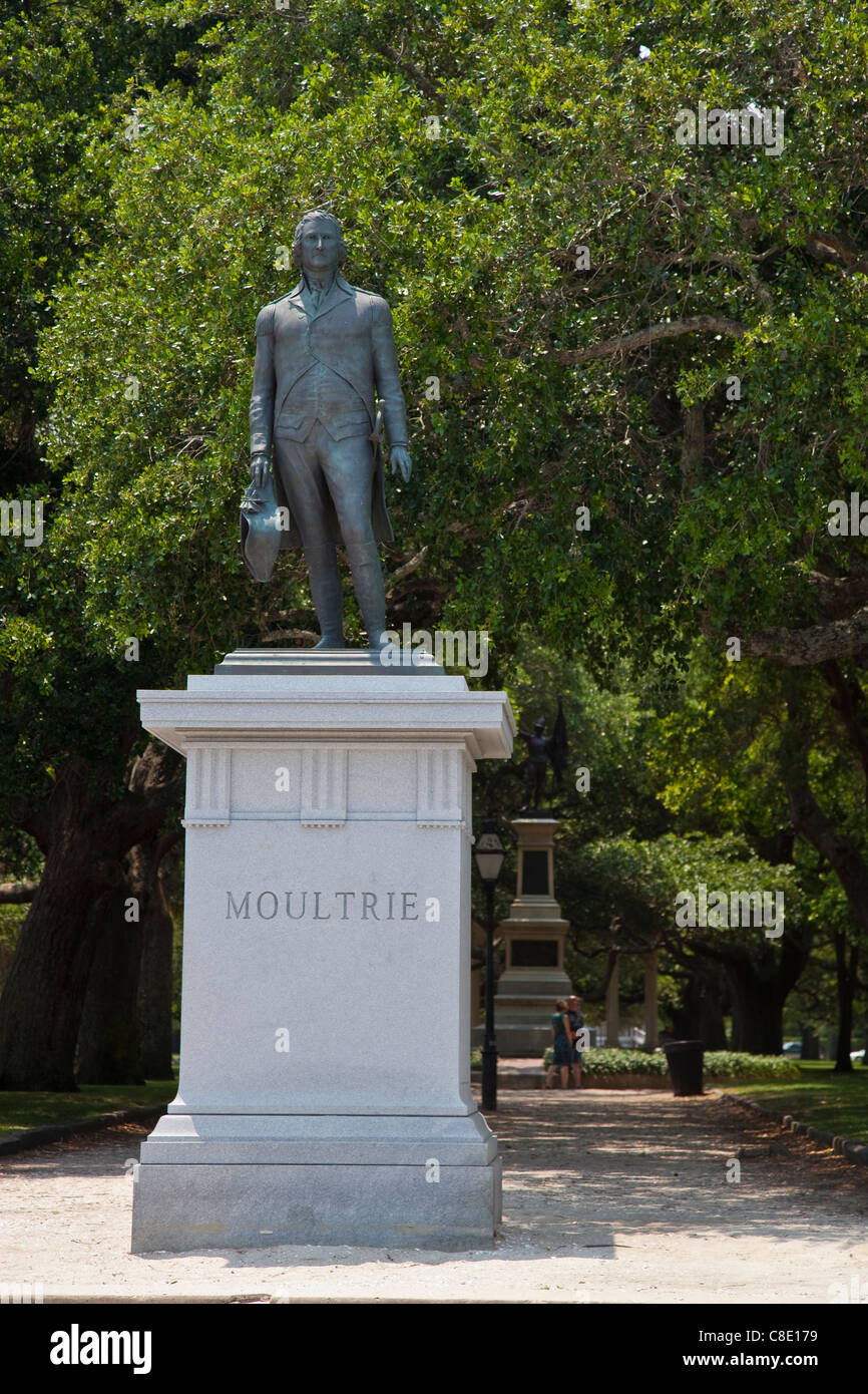 Statue of Major General Moultrie, Continental Army in Charleston, White ...