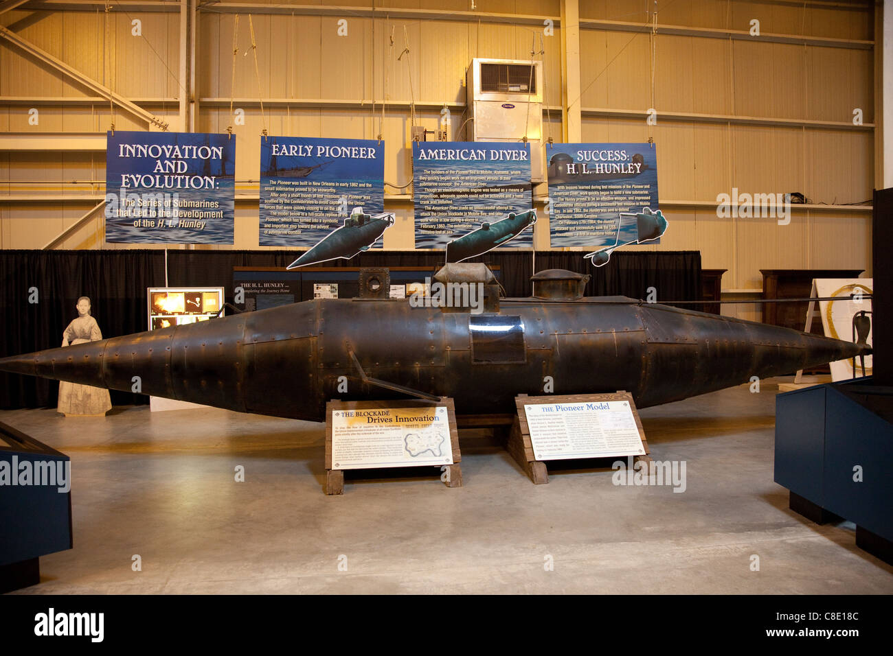 Replica of the Pioneer submarine, Hunley Confederate submarine Stock ...