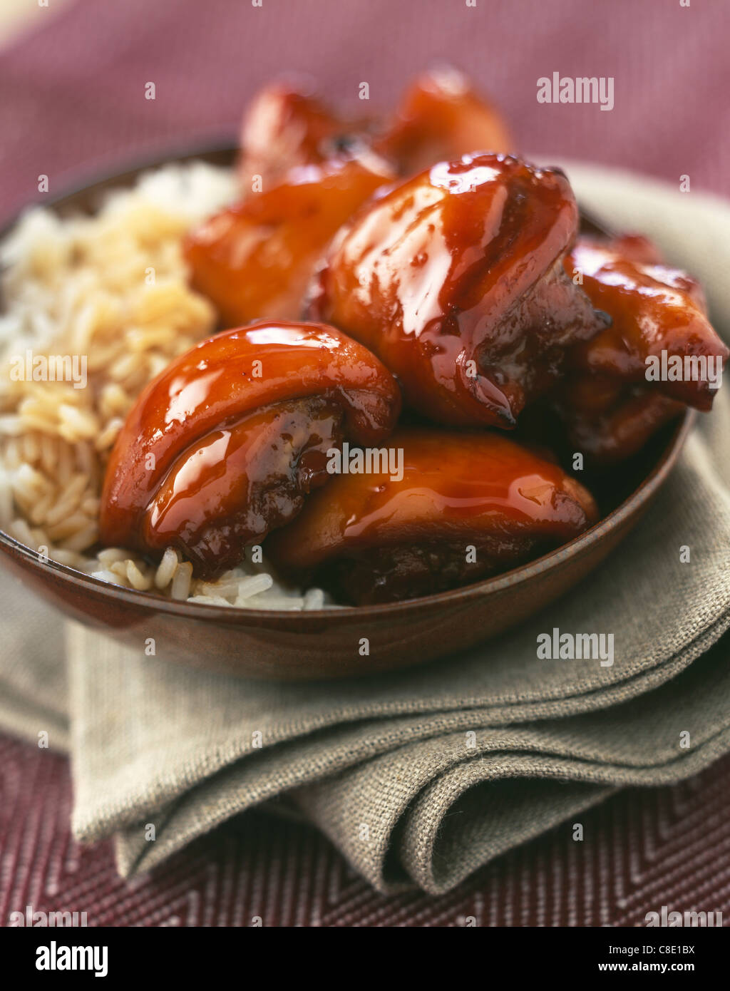 Caramelized pork with white rice Stock Photo - Alamy