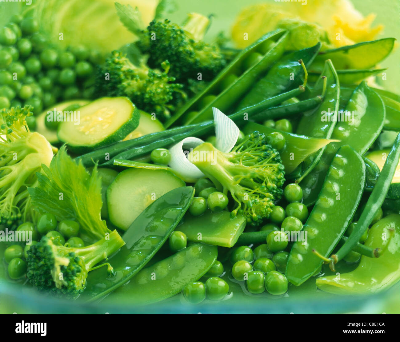 Cooked green vegetables Stock Photo - Alamy