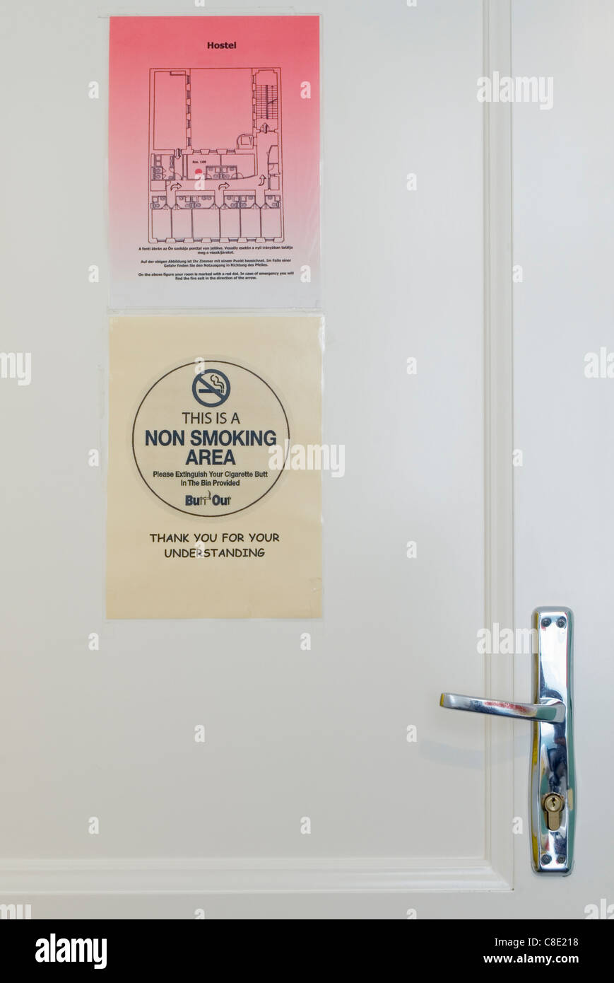 Signs on hostel room door Stock Photo - Alamy