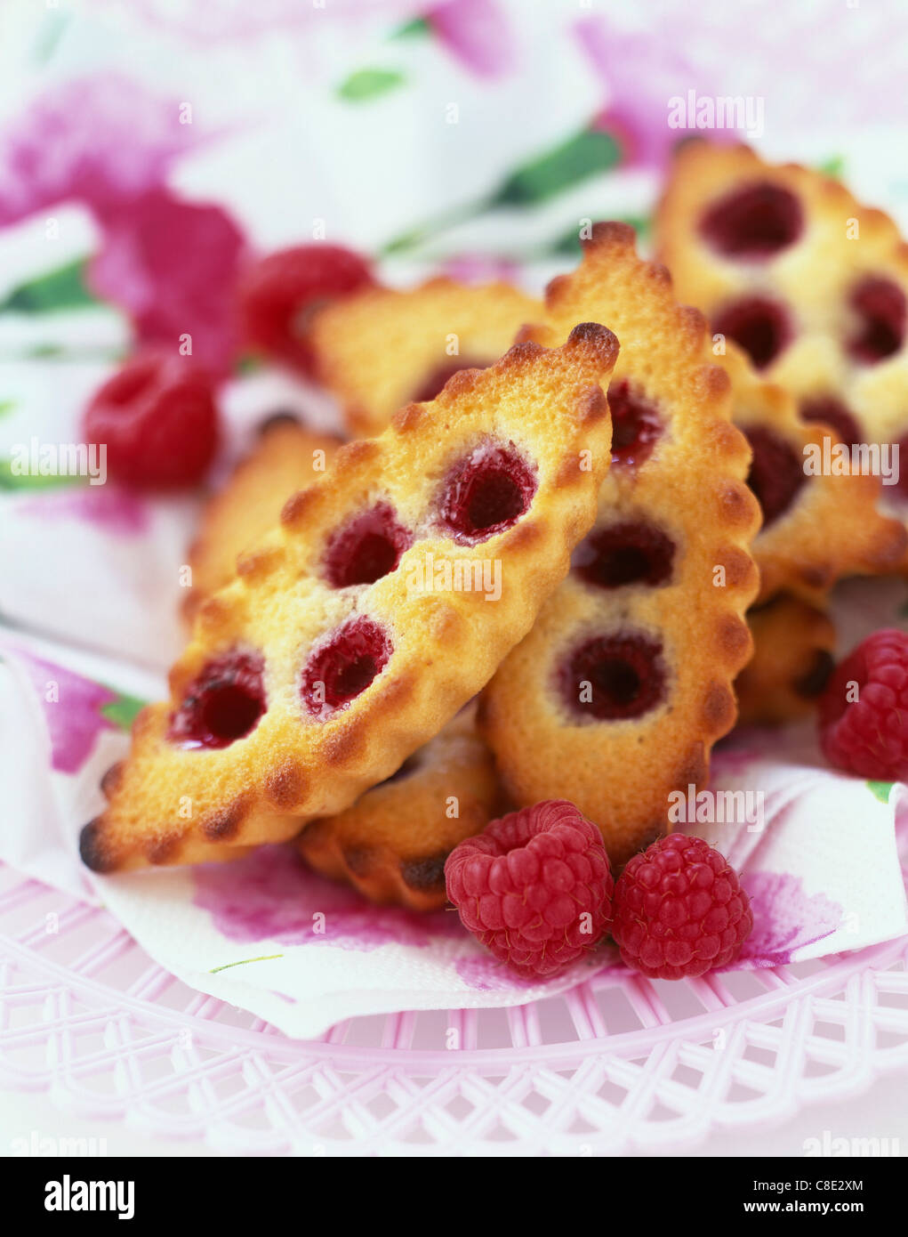 Fresh raspberry Financiers Stock Photo - Alamy