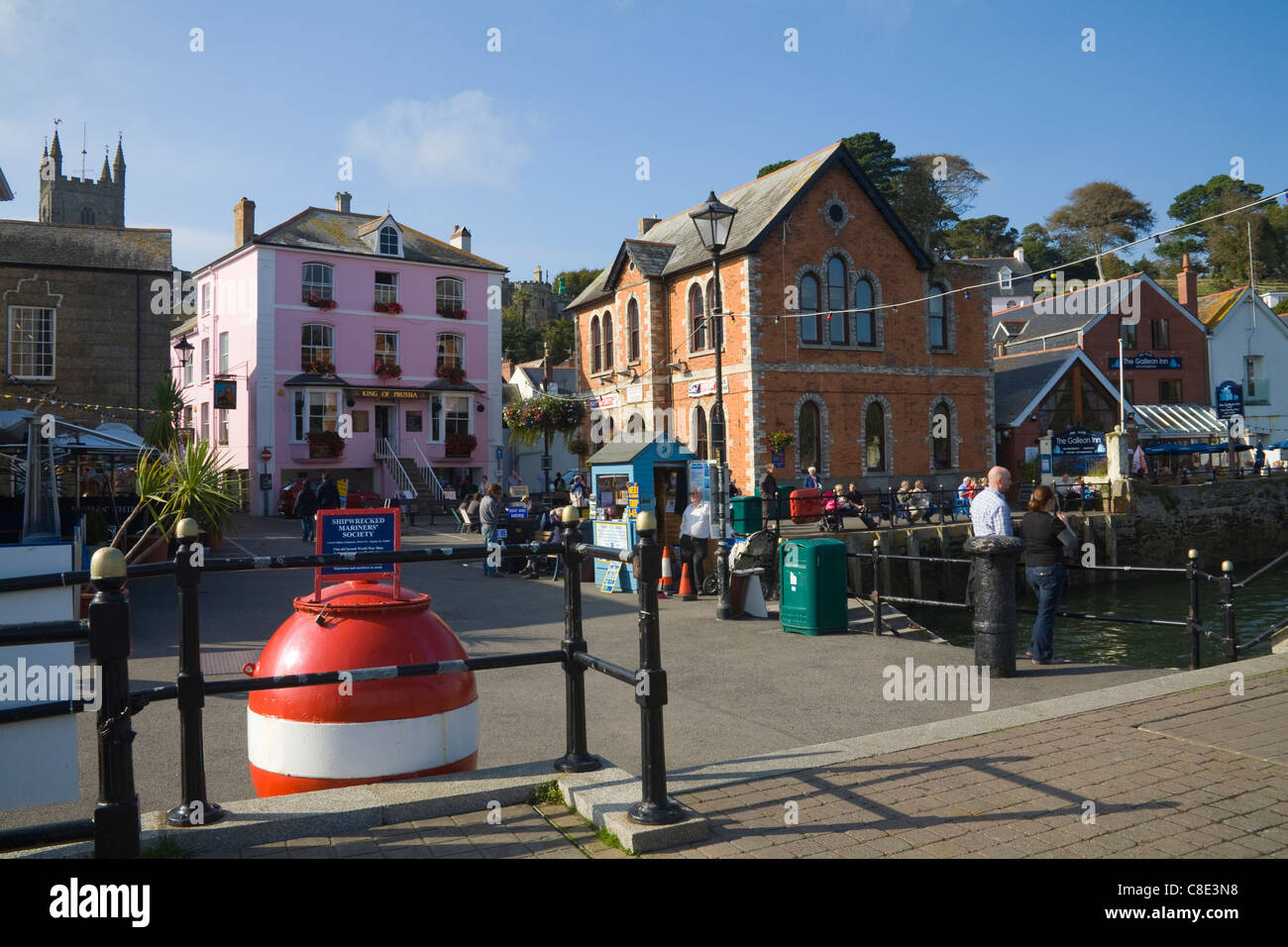 Fowey Cornwall England UK Colourful properties on the river front of ...