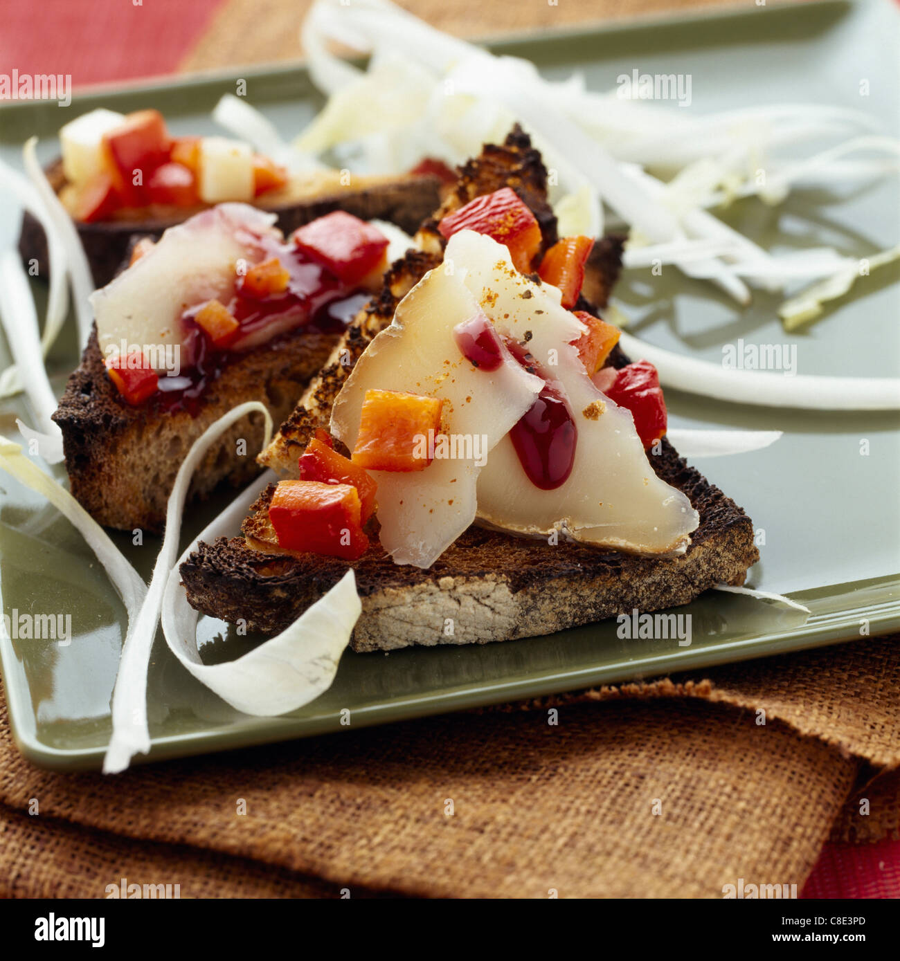 Ossau-iraty and Del piquillo pepper Pays Basque open sandwich Stock ...