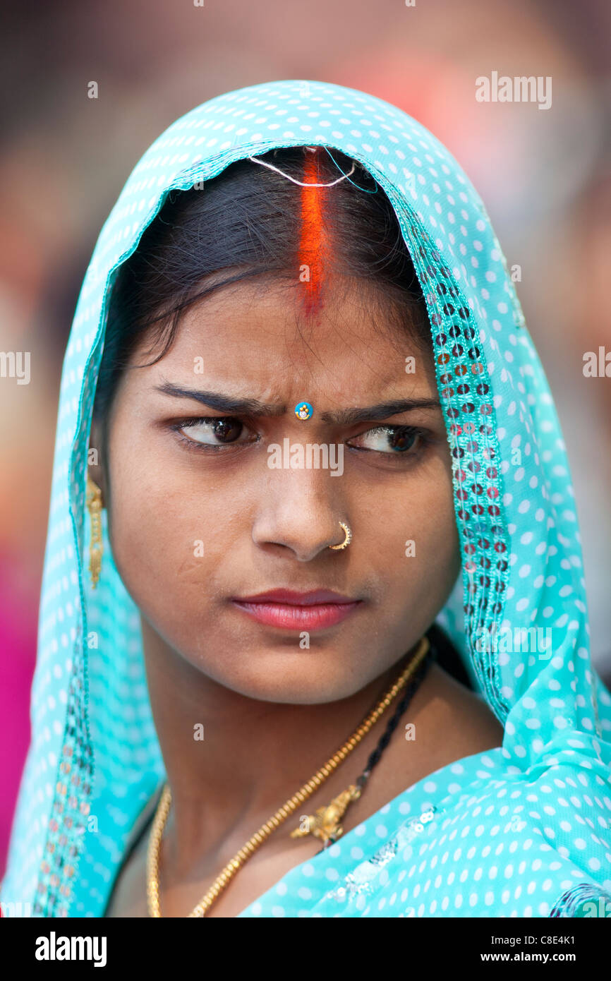 Hindu pilgrim with bindi mark at Vishwanatha Temple (Birla Temple ...