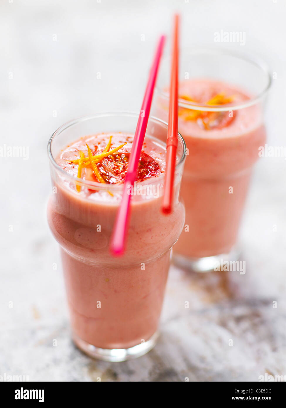 Tomato milk shake with orange zests Stock Photo - Alamy
