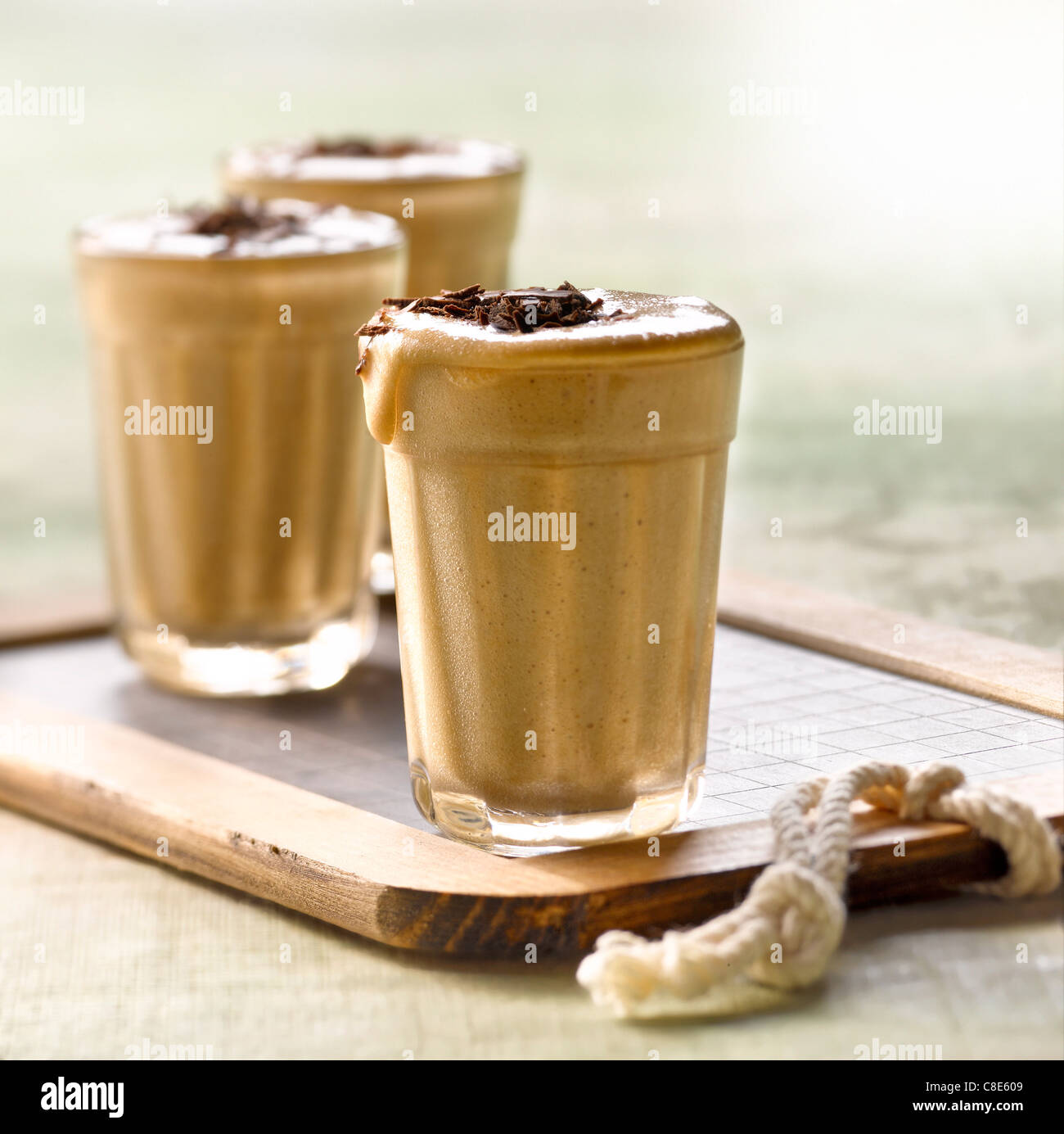 Salted butter fudge mousse with chocolate flakes Stock Photo - Alamy